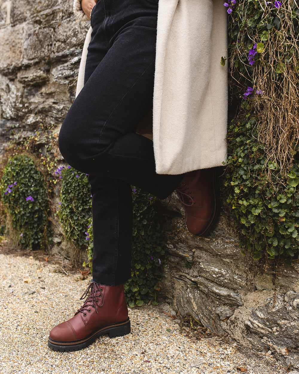 Women's - Grey - Navy - Leather - Derby Boots – LANX