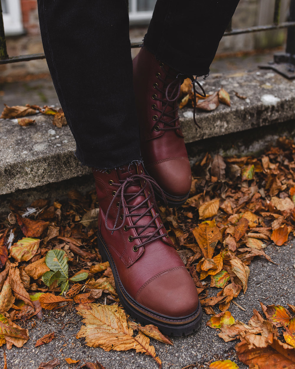 Women's - Grey - Navy - Leather - Derby Boots – LANX