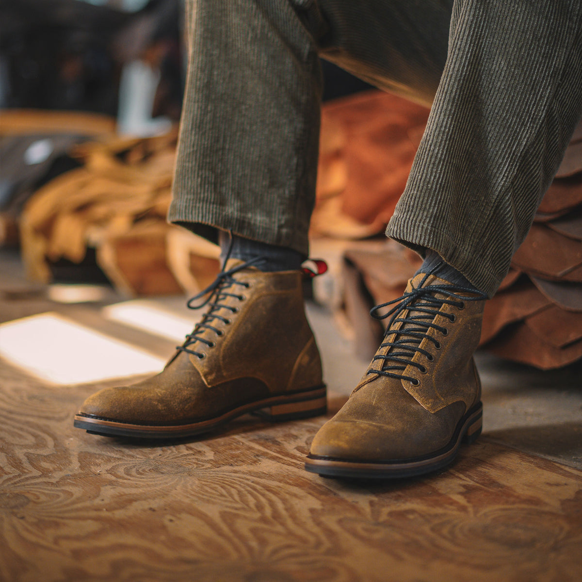 Men's - Brown - Khaki - Leather - Derby Boots – LANX