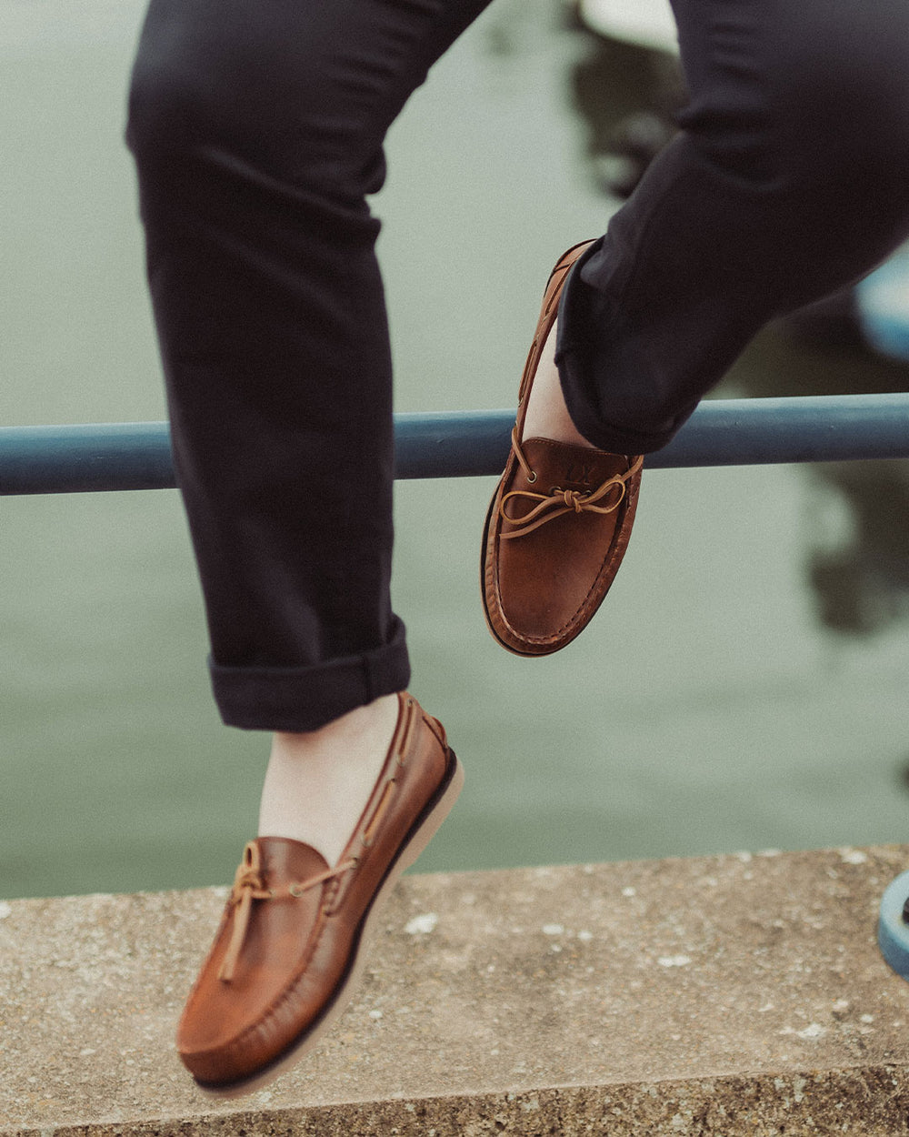 Men's - Green - Khaki - Leather - Slip-On Deck Shoes – LANX