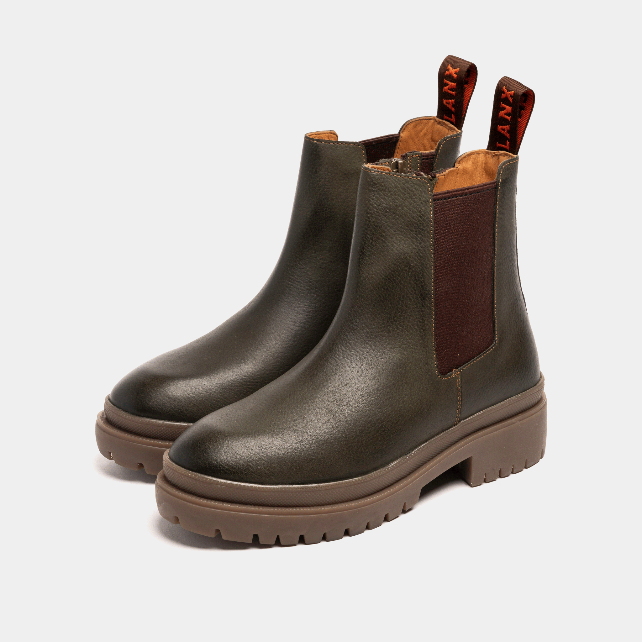 Women's - Green - Khaki - Leather - Chelsea Boots – LANX