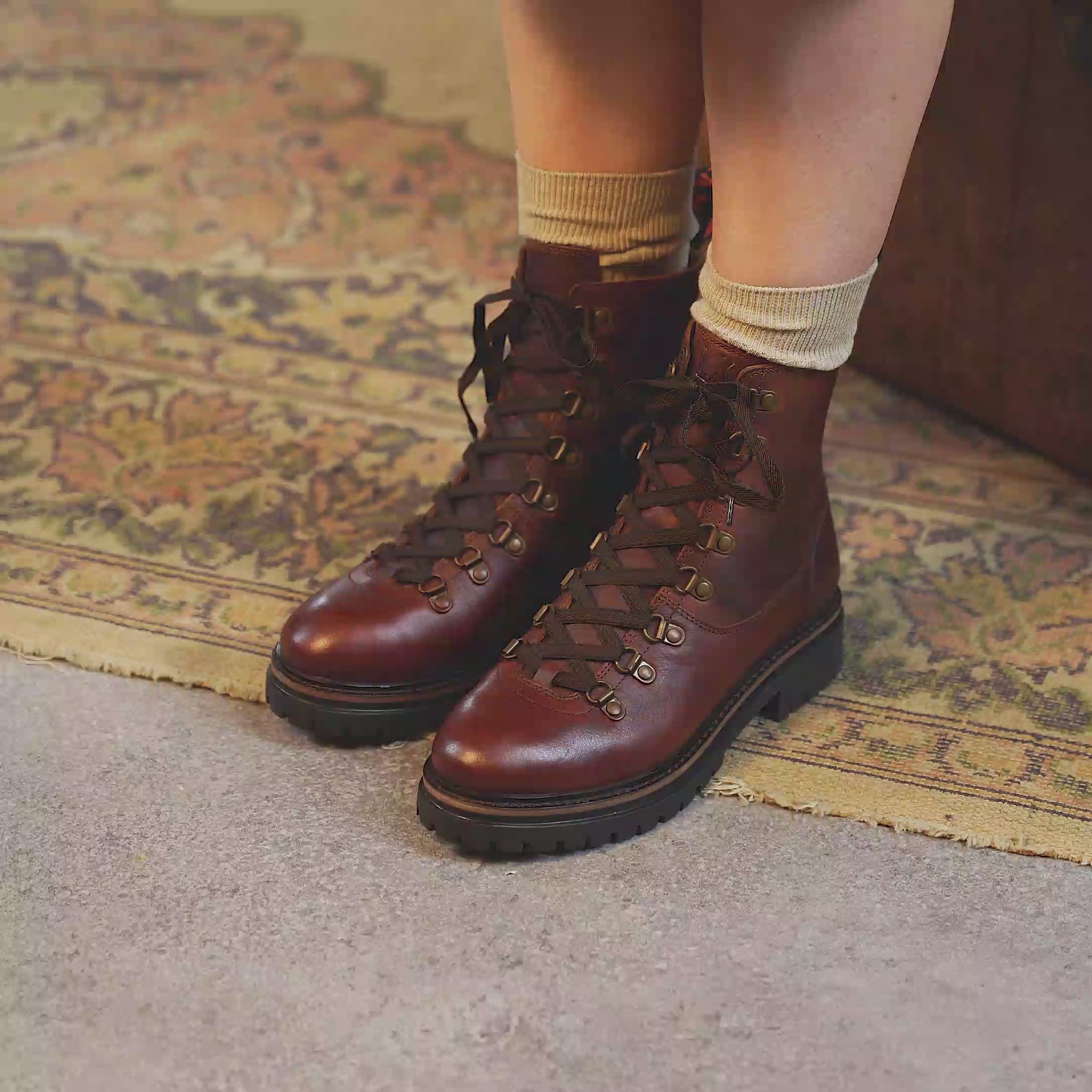 Women's - Red - Burgundy - Leather - Lace-to-toe Boots – LANX