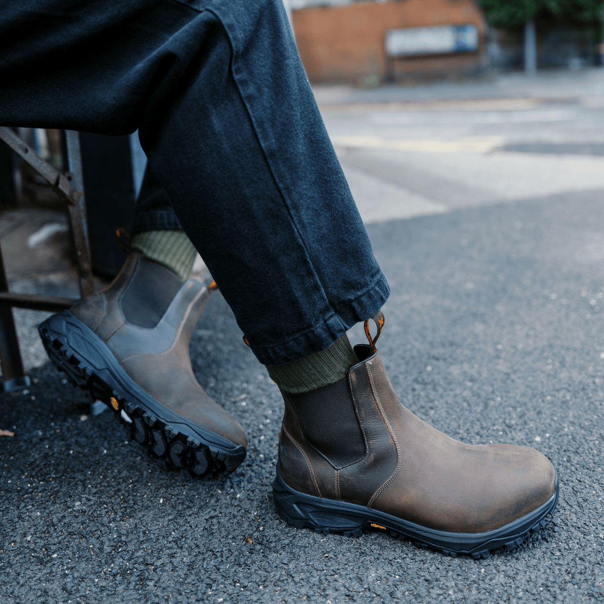 Men's - Brown Distressed - Water Resistant - Leather - Vibram Chelsea ...