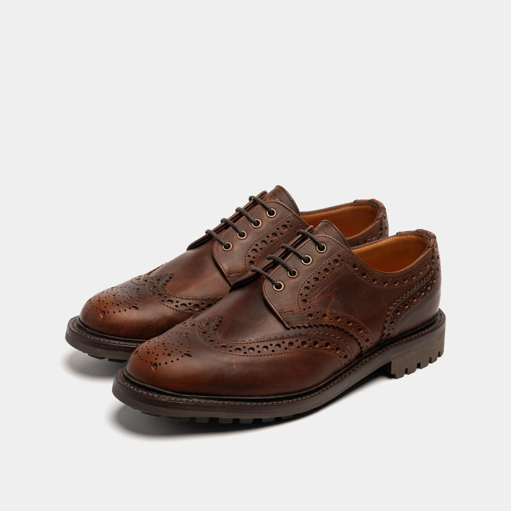 Men's - Brown - Dark - Leather - Derby Brogue Shoes – LANX
