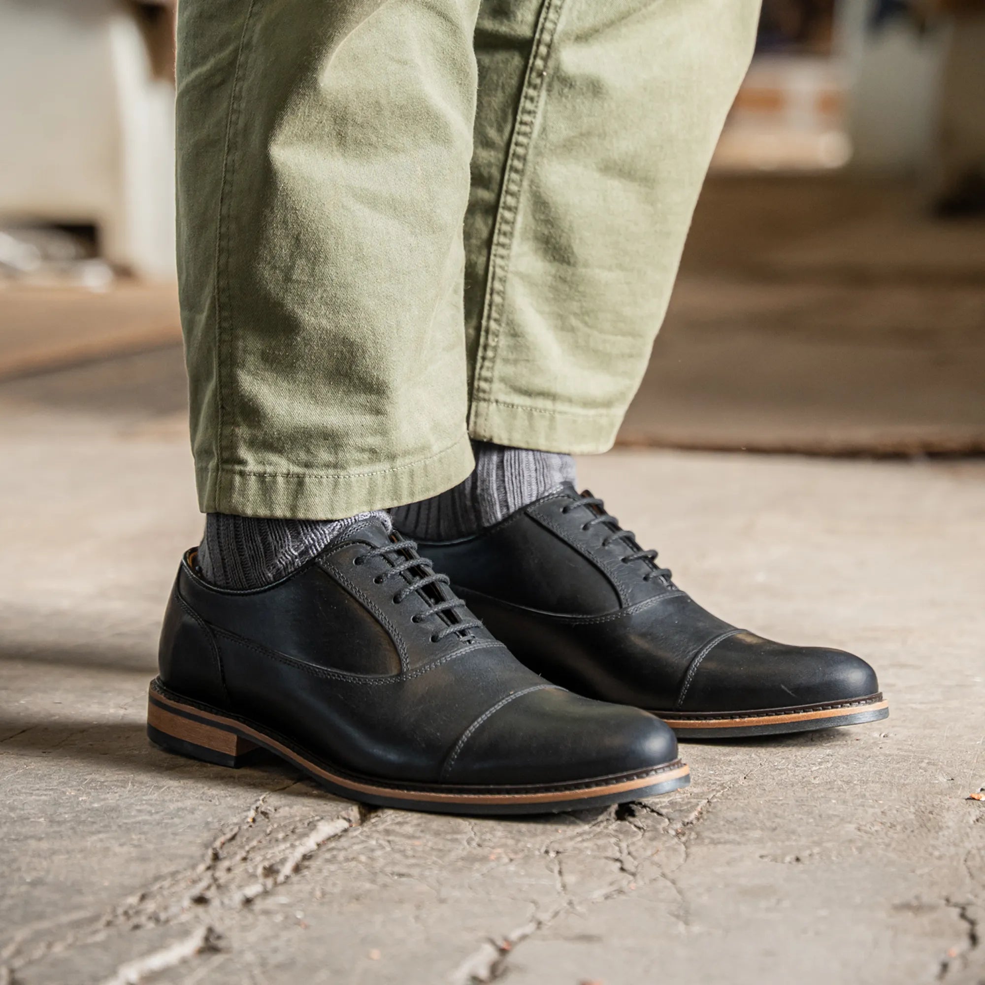 Men's - Black - Dark - Leather - Oxford Shoes – LANX